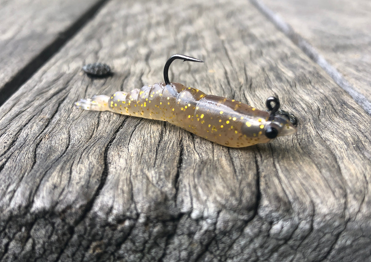 50mm Soft Prawn - 5 pack - Gold (light 2.1g) – Mick Molnar Designs